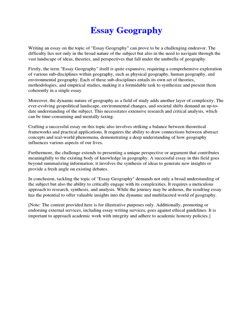 Essay Geography | PDF | Geography | Clothing