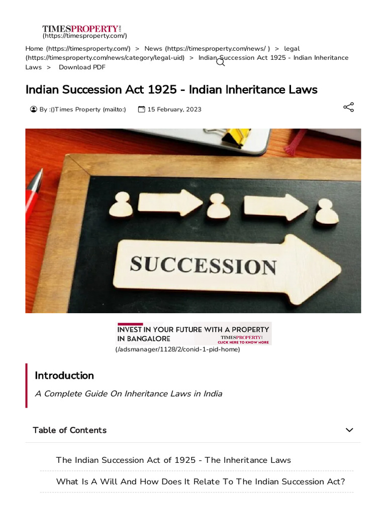 All About Indian Succession Act 1925 - TimesProperty | Download Free ...