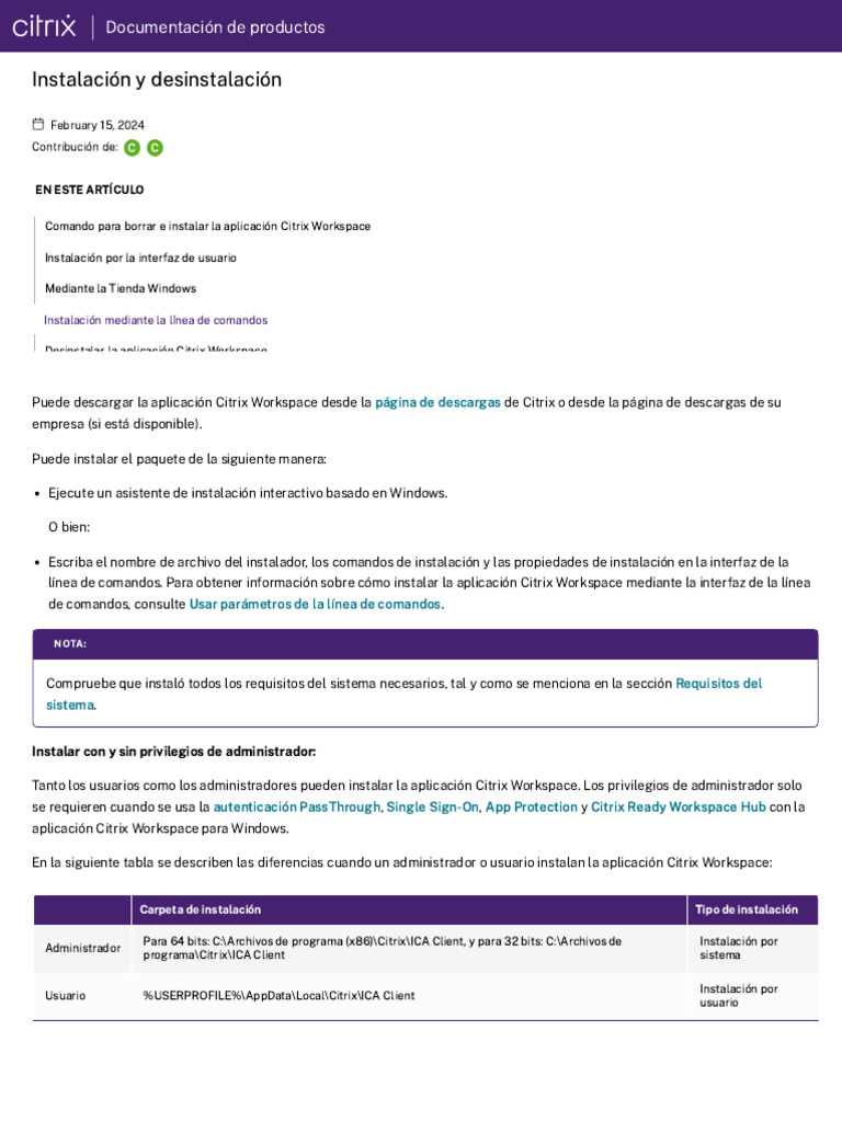 Instalación y Desinstalación - Aplicación Citrix Workspace para Windows ...