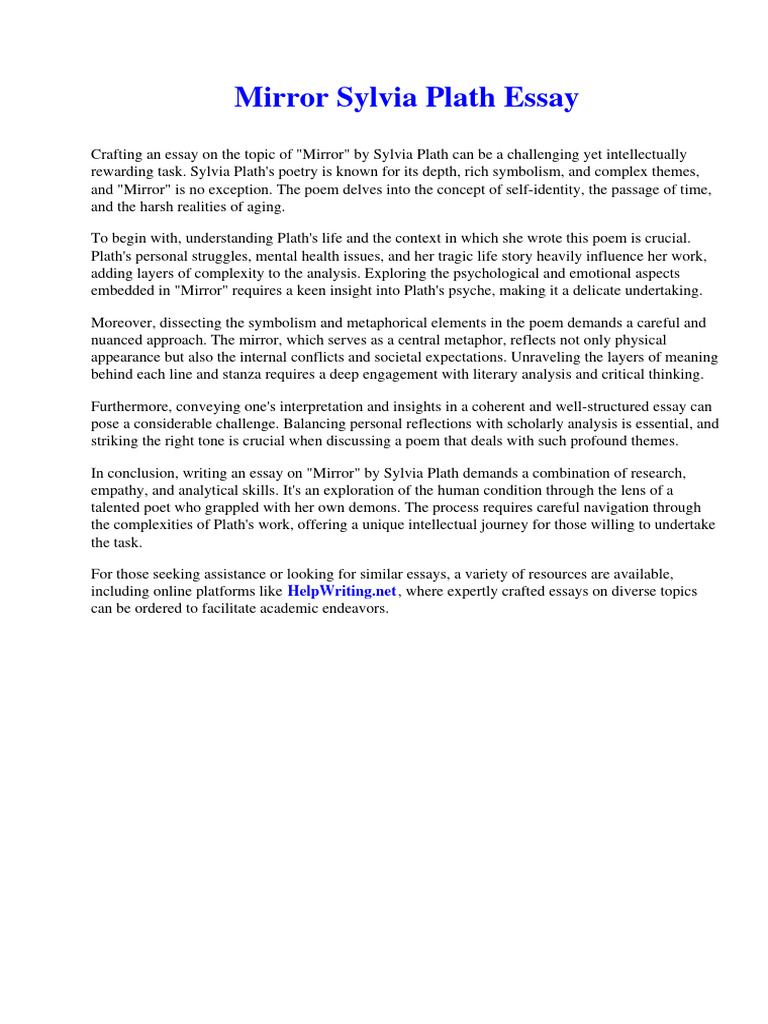 Mirror Sylvia Plath Essay | PDF | Mary Magdalene