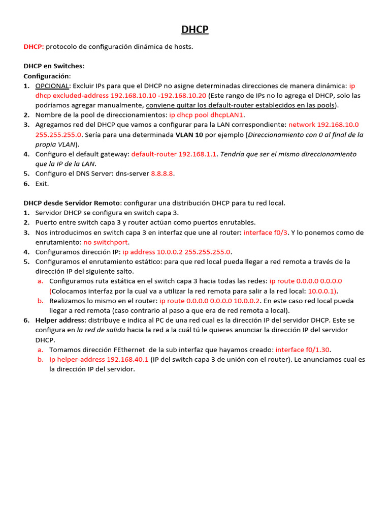 DHCP | PDF | Dirección IP | Enrutador (Computación)
