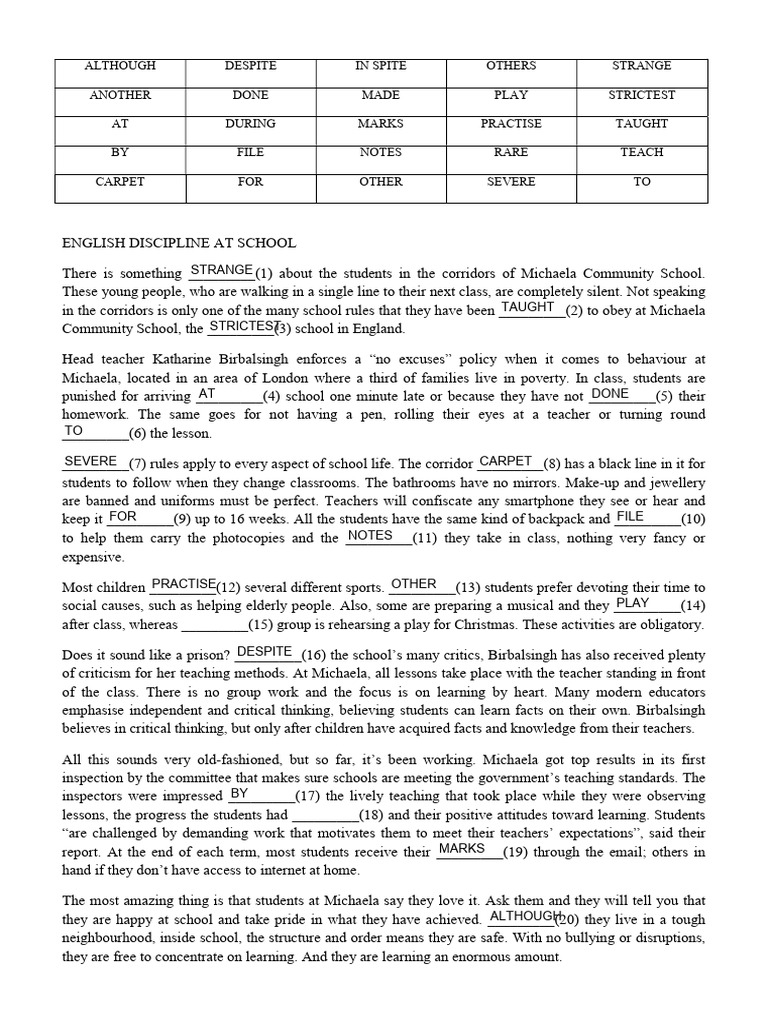 Cloze Test | PDF | Teachers | Teaching