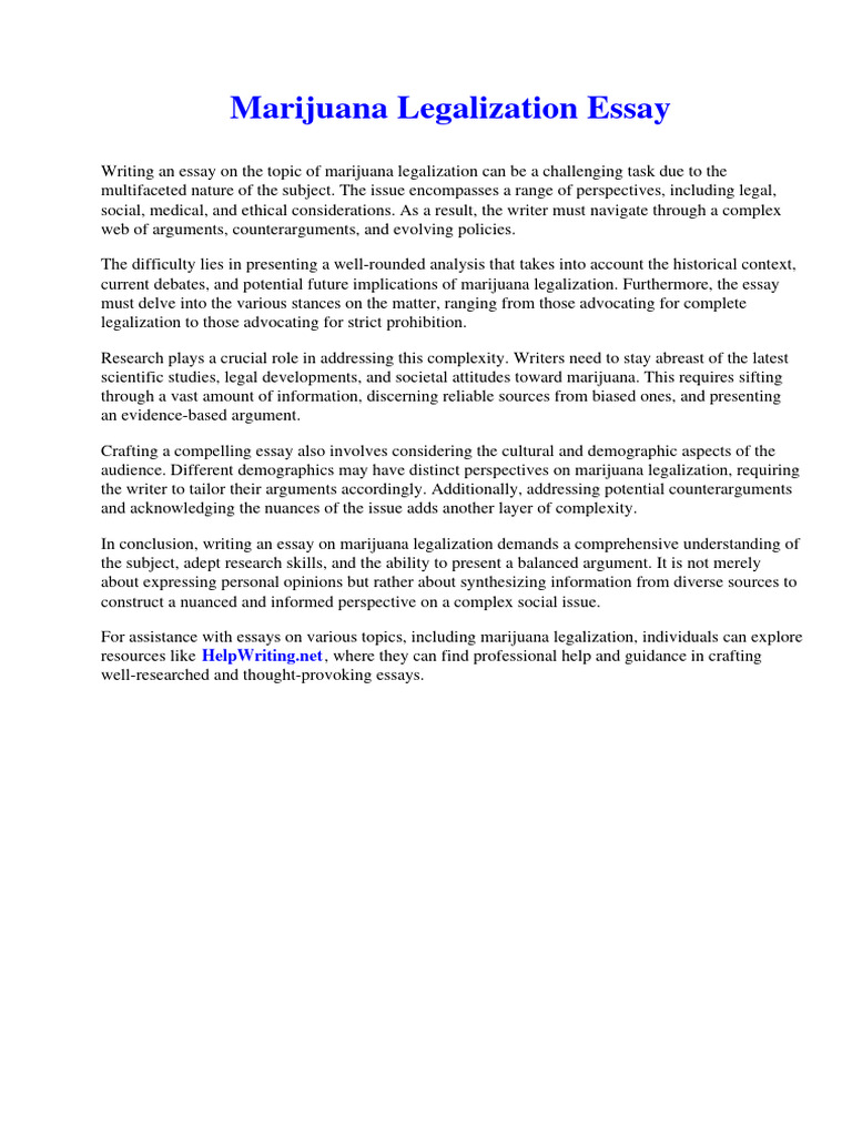 Marijuana Legalization Essay | PDF | Dog Breeds | Clinical Medicine