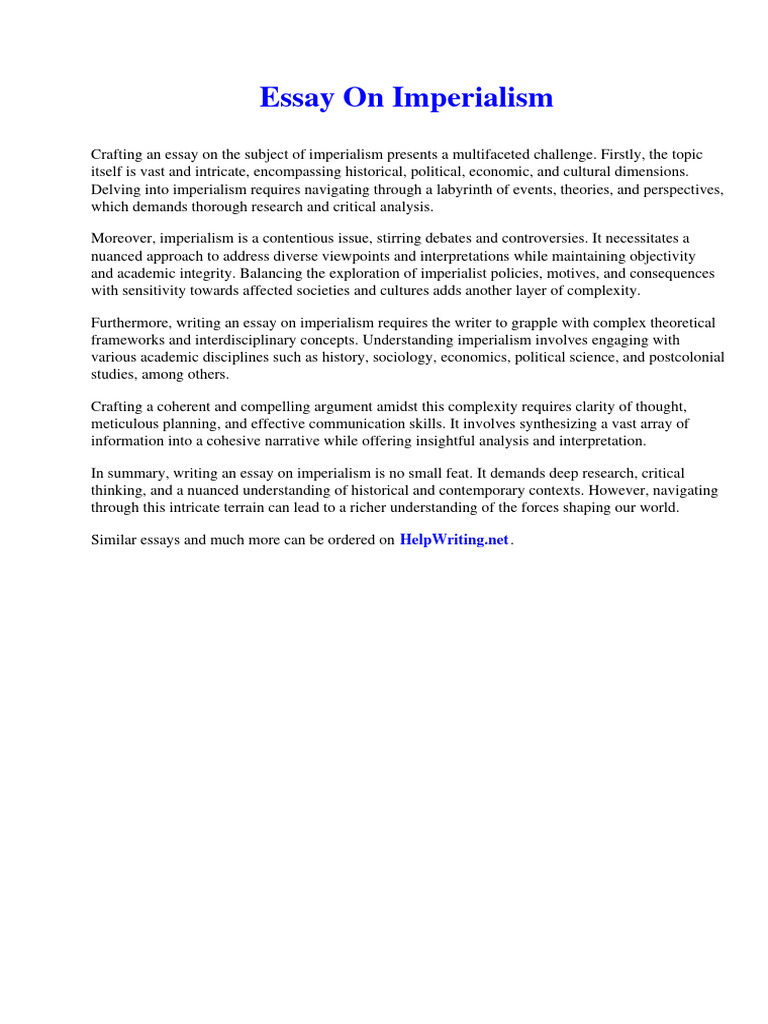 Essay On Imperialism | PDF