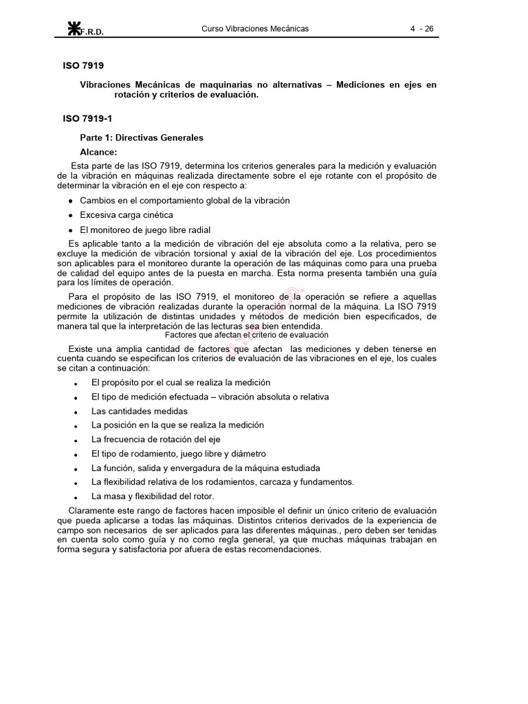 Evaluación de Vibraciones ISO 7919 | PDF | Rodamiento (Mecánico) | Eje