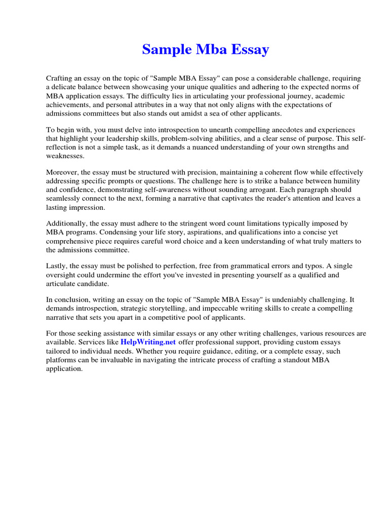 Sample Mba Essay | PDF | Magistrate | Muscle Contraction