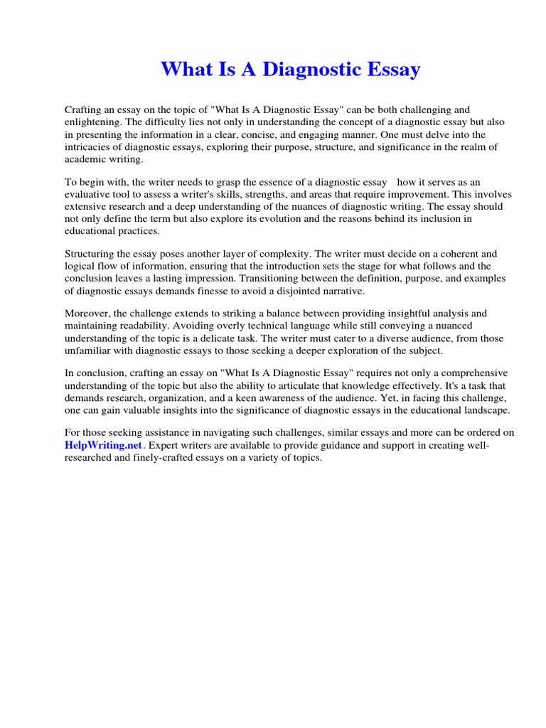 What Is A Diagnostic Essay | PDF | Privacy | Essays