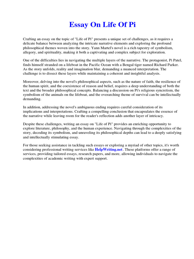 Essay On Life of Pi | PDF | Narrative