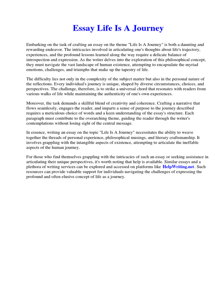 Essay Life Is A Journey | PDF