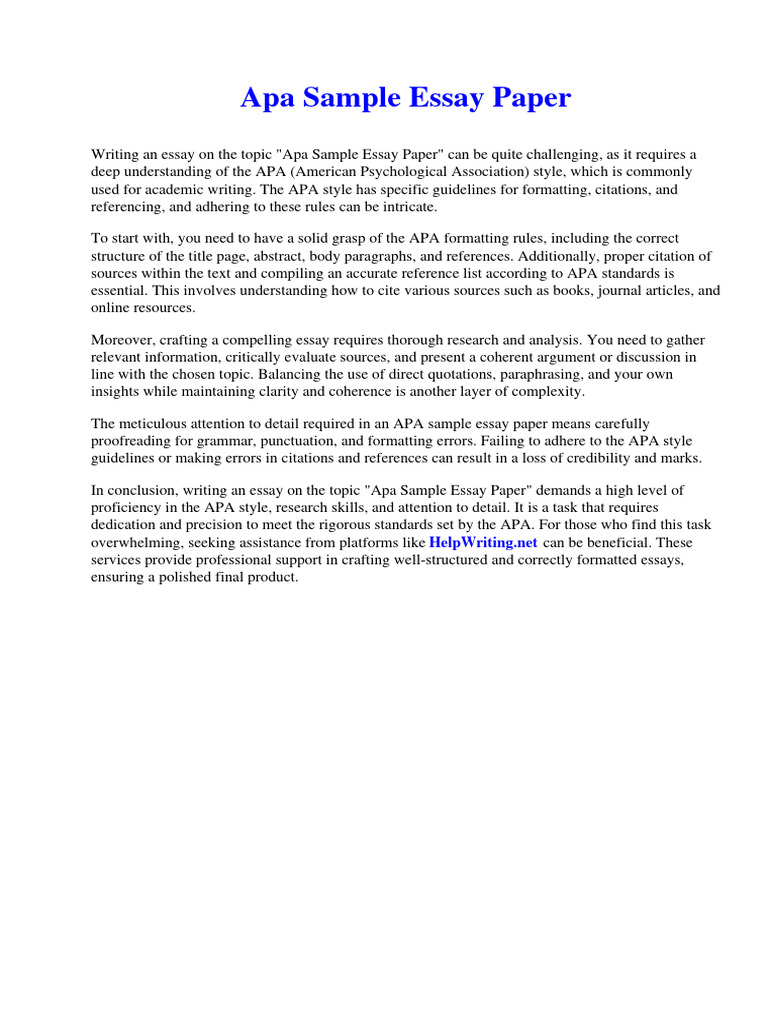 Apa Sample Essay Paper | PDF | Nursing | Pharmacist