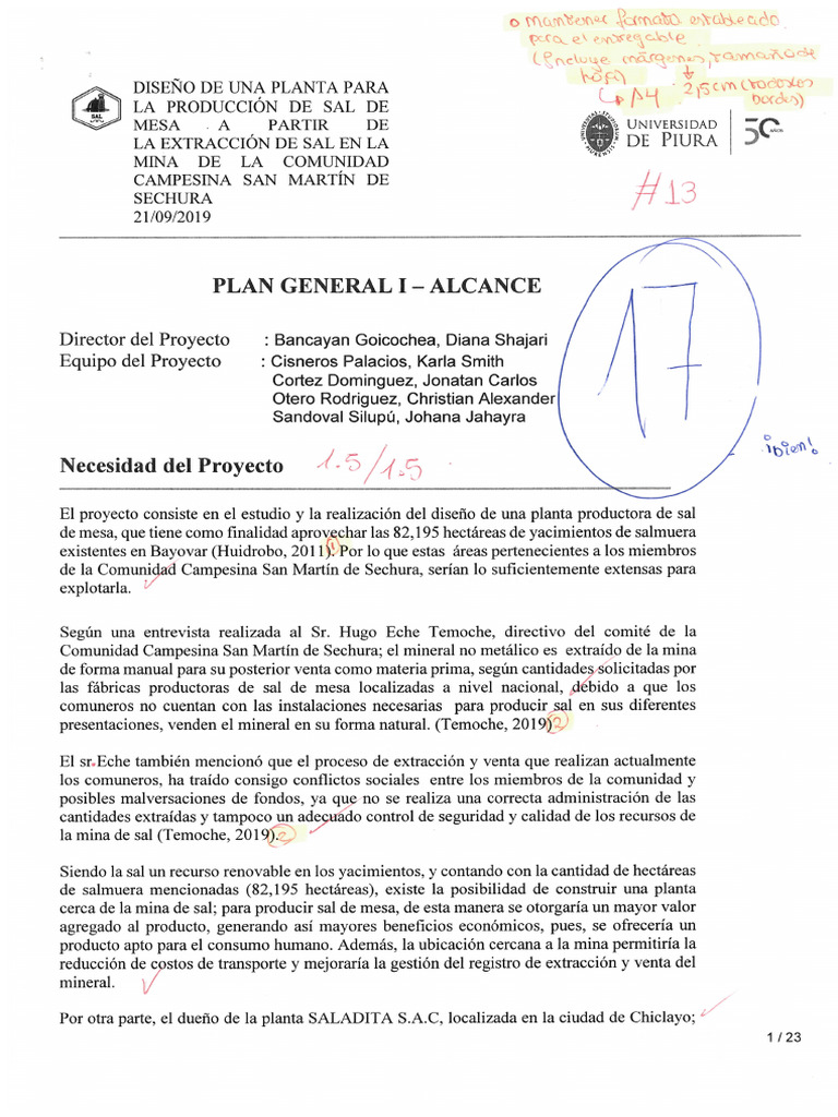 13 PYT, Plan General I | PDF