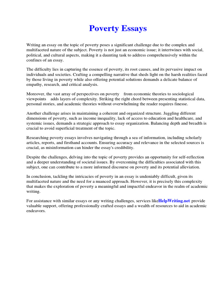 Poverty Essays | PDF | Capitalism | Market (Economics)