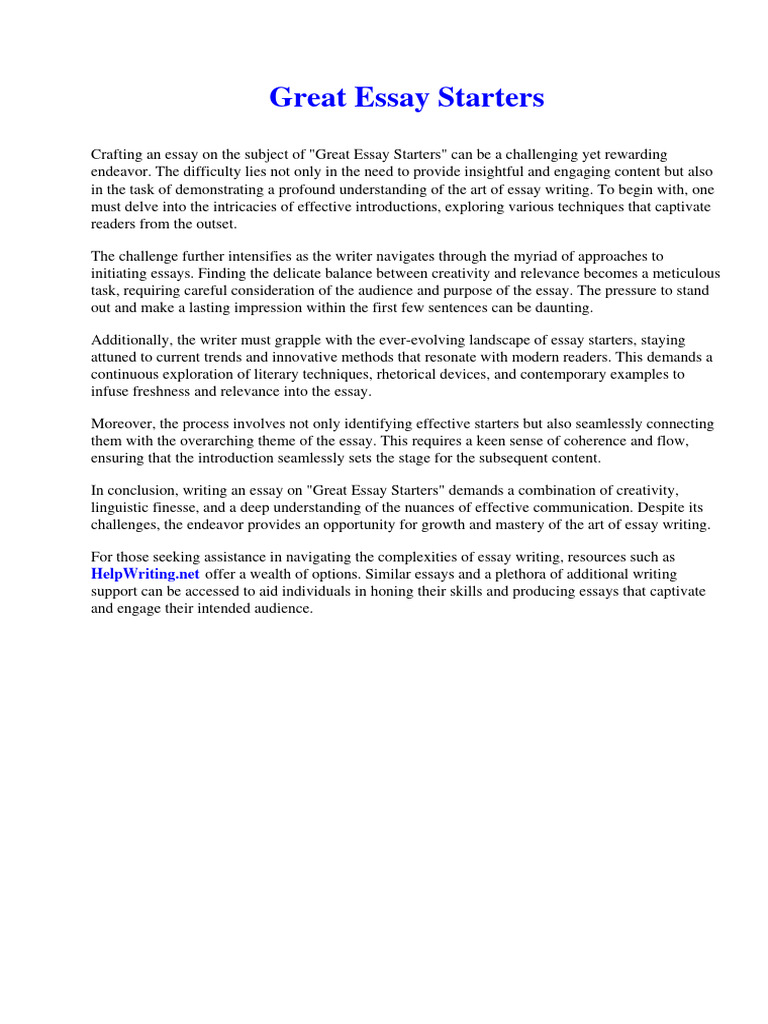 Great Essay Starters | PDF | Michelangelo | Raphael