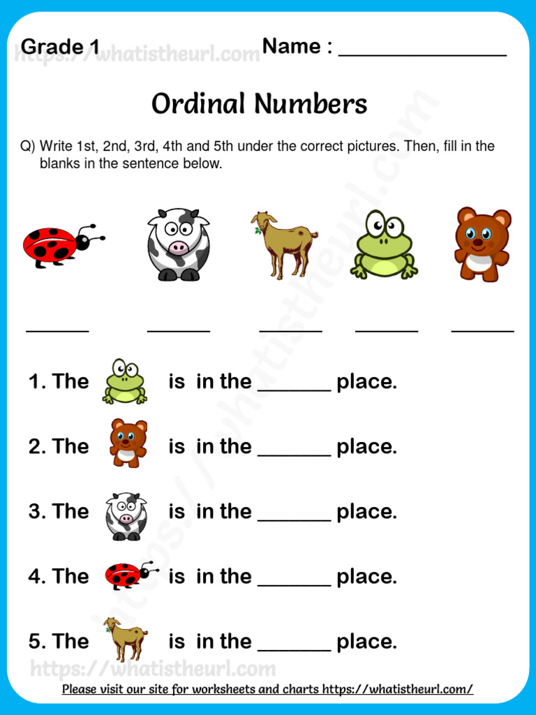 Ordinal Numbers Worksheet For Grade 1 | PDF