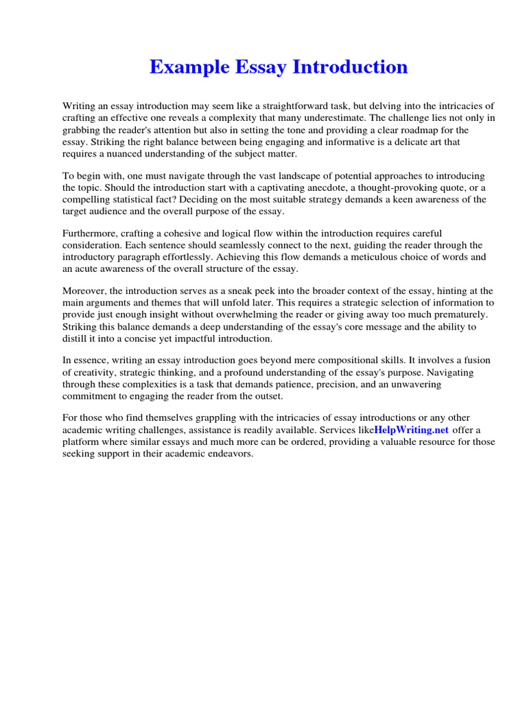 Example Essay Introduction | PDF | Blackfoot Confederacy | Mind