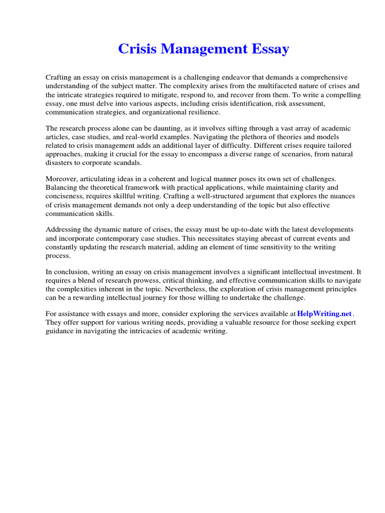 Crisis Management Essay | PDF | Crisis Management | Phonograph