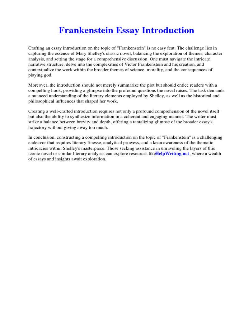 Frankenstein Essay Guide | PDF | Sylvia Plath | Wikipedia
