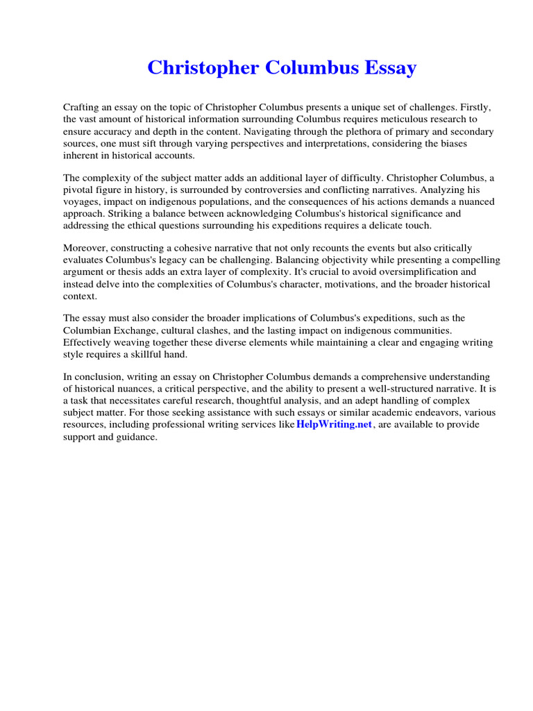 Christopher Columbus Essay | PDF | Norse Mythology | Germanic Mythology