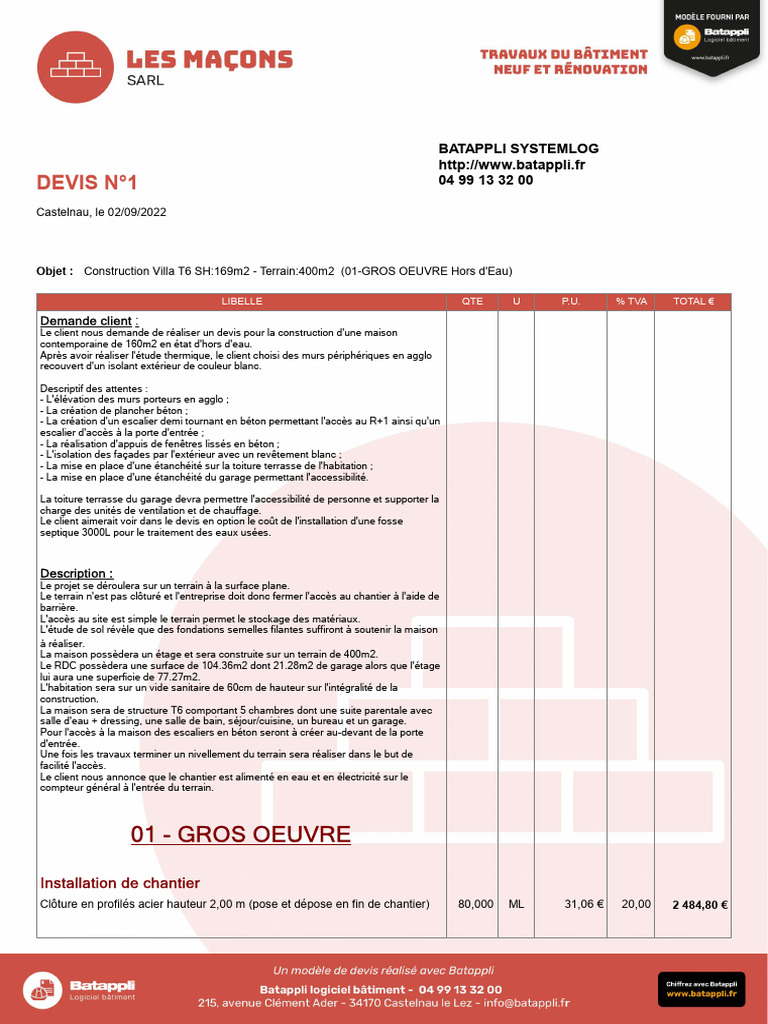 Devis Construction Maison Contemporaine | PDF | Matériaux | Béton