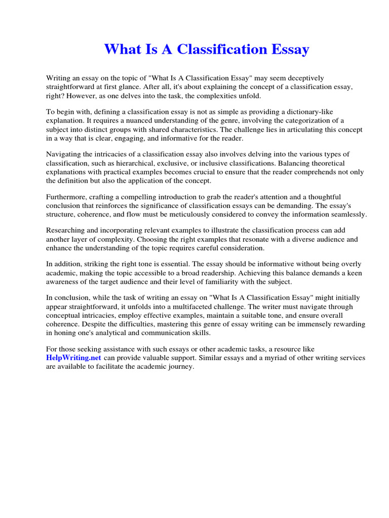 What Is A Classification Essay | PDF | Chi Squared Distribution | Essays