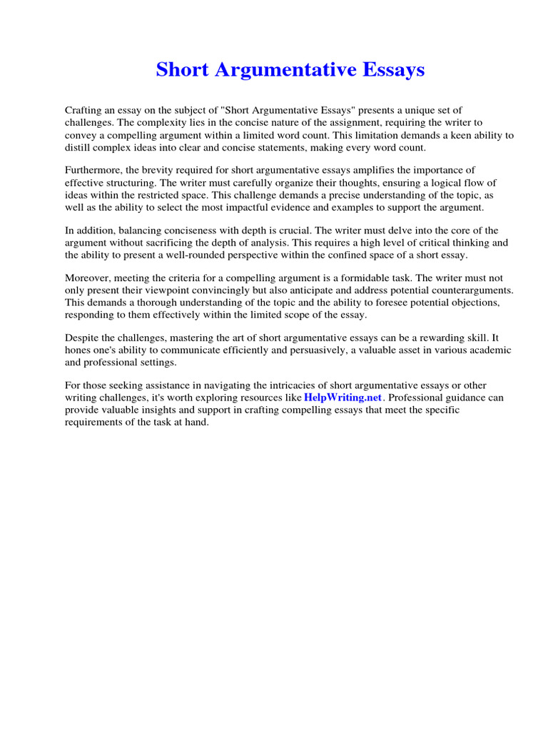 Mastering Short Argumentative Essays | PDF | Watergate Scandal | United ...