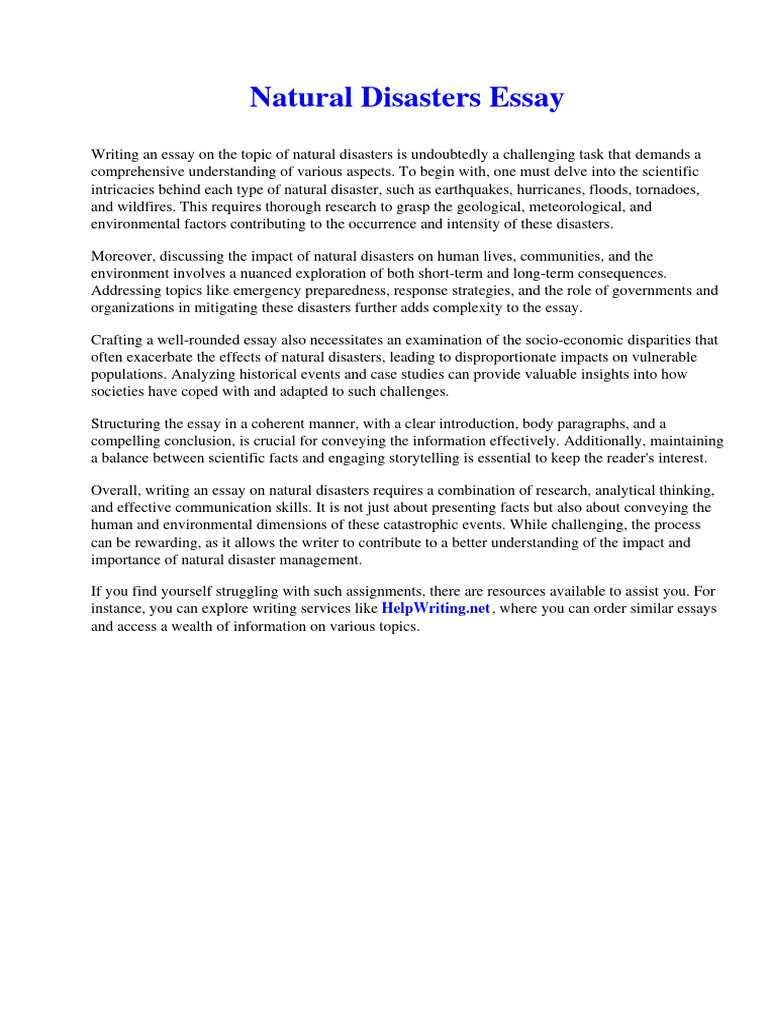 Natural Disasters Essay | PDF | Maya Civilization | Incentive