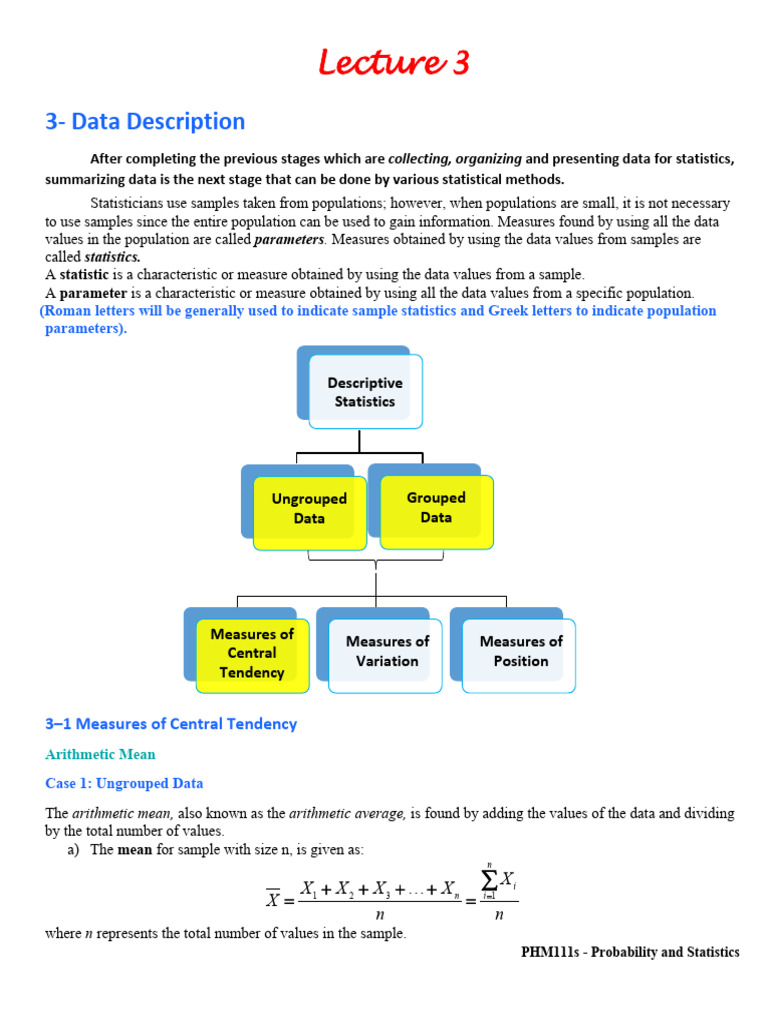 Lecture Notes 3 | PDF | Mode (Statistics) | Mean Lecture Notes 3 | PDF | Mode (Statistics) | Mean