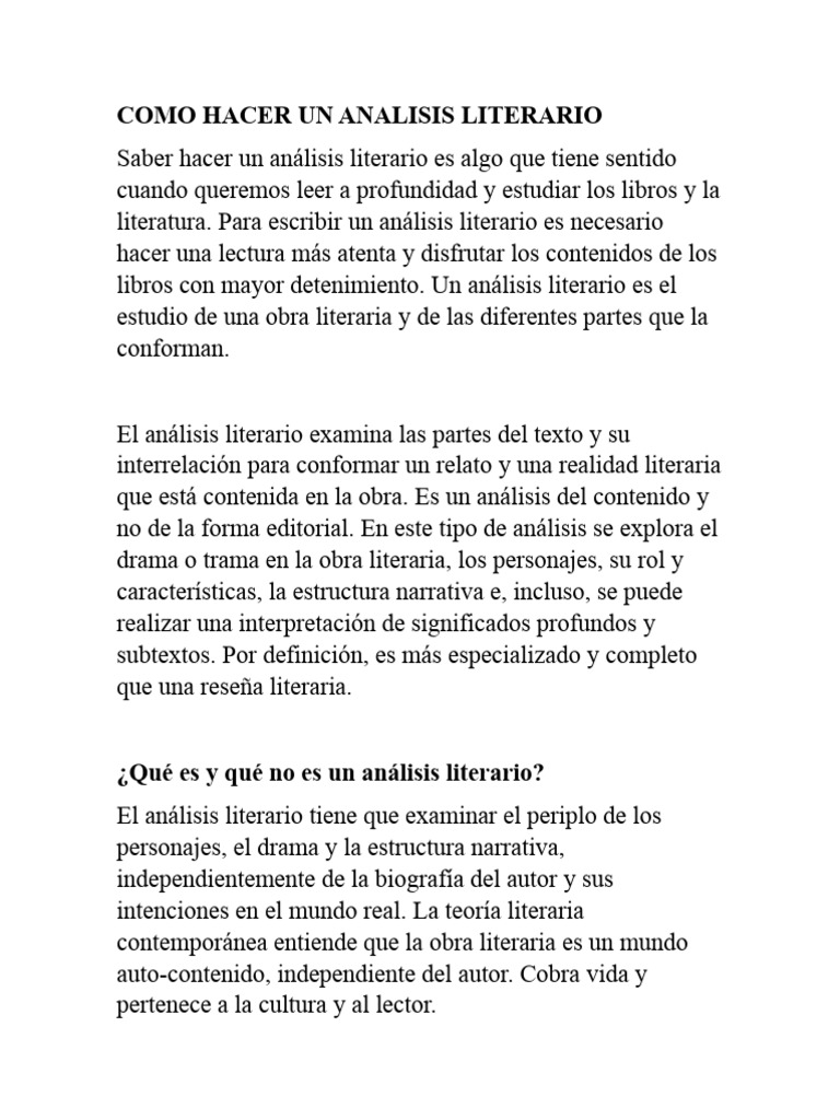 Guía para el Análisis Literario | PDF | Sumario abstracto) | Coma