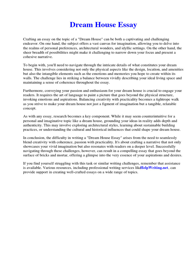 Dream House Essay | PDF | Motivation | Motivational