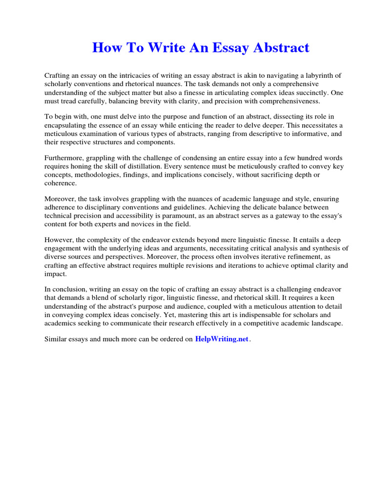 How To Write An Essay Abstract | PDF | Unemployment Benefits | Employment