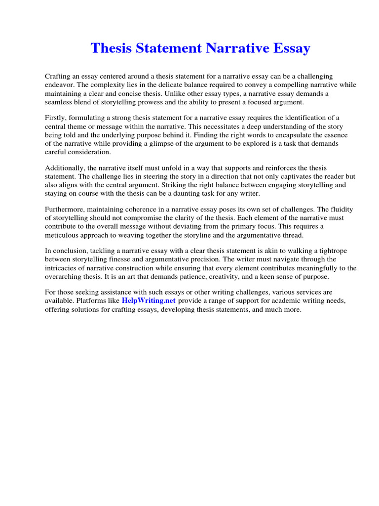 Thesis Statement Narrative Essay | PDF | Coal | Fossil Fuel Power Station