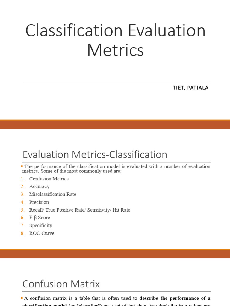 Classification Model Evaluation Metrics | PDF | Sensitivity And ...