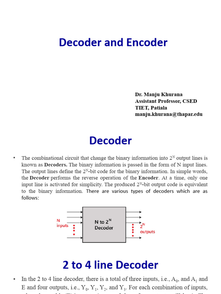 7th Lecture Decoder | PDF | Computing | Arithmetic