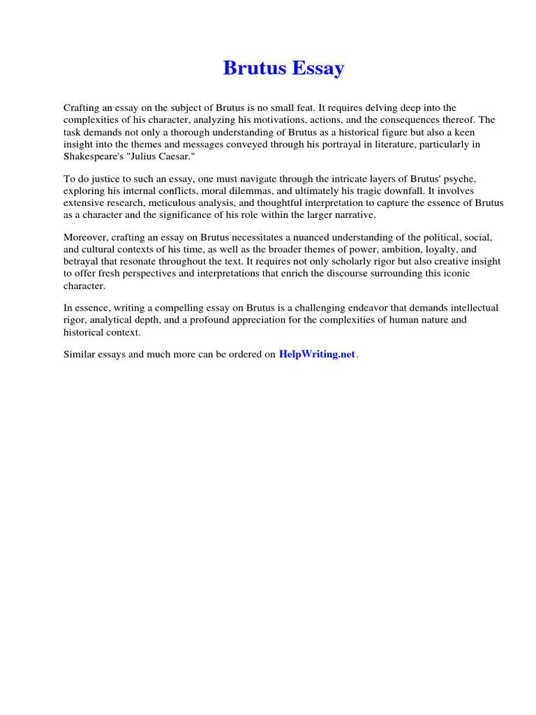 Brutus Essay | Download Free PDF | Essays