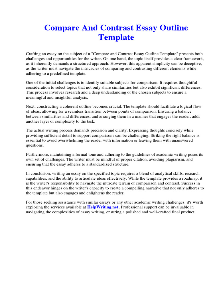 Compare and Contrast Essay Outline Template | PDF | Mahatma Gandhi