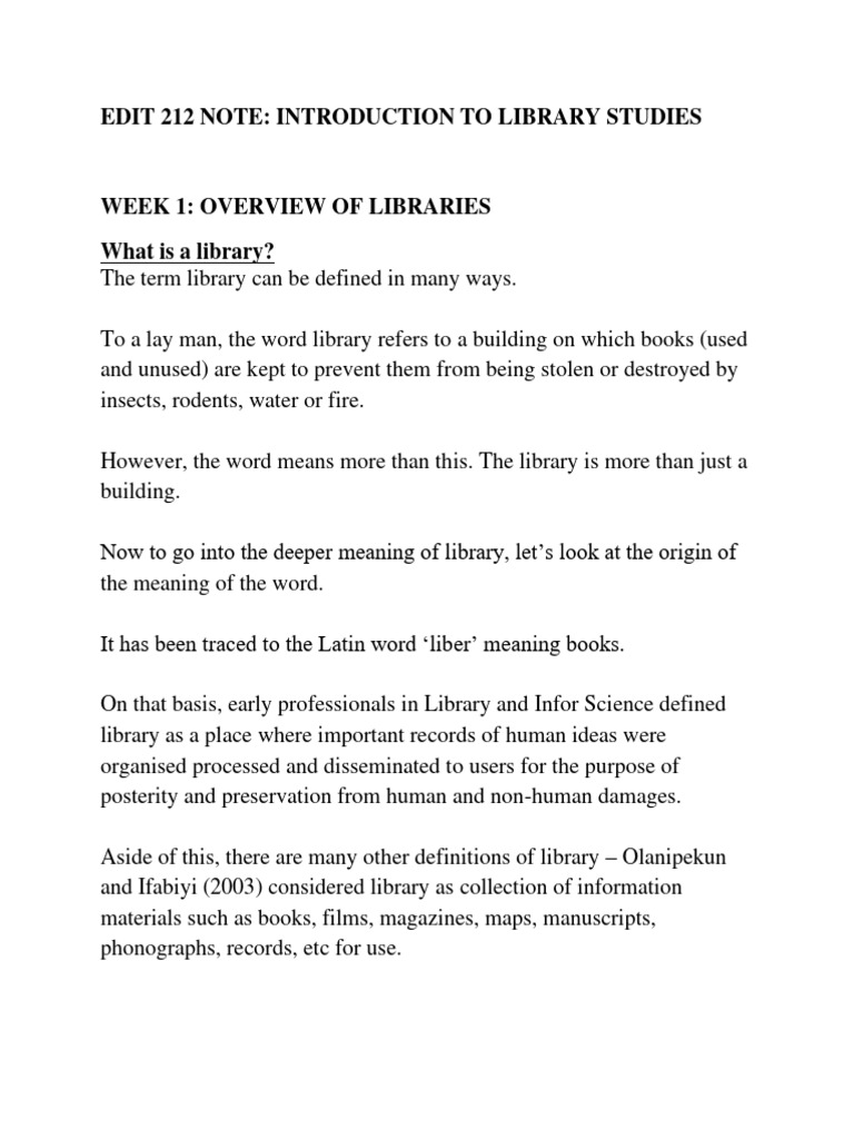 EDT 212 NOTE Library-1 | PDF | Libraries | Information