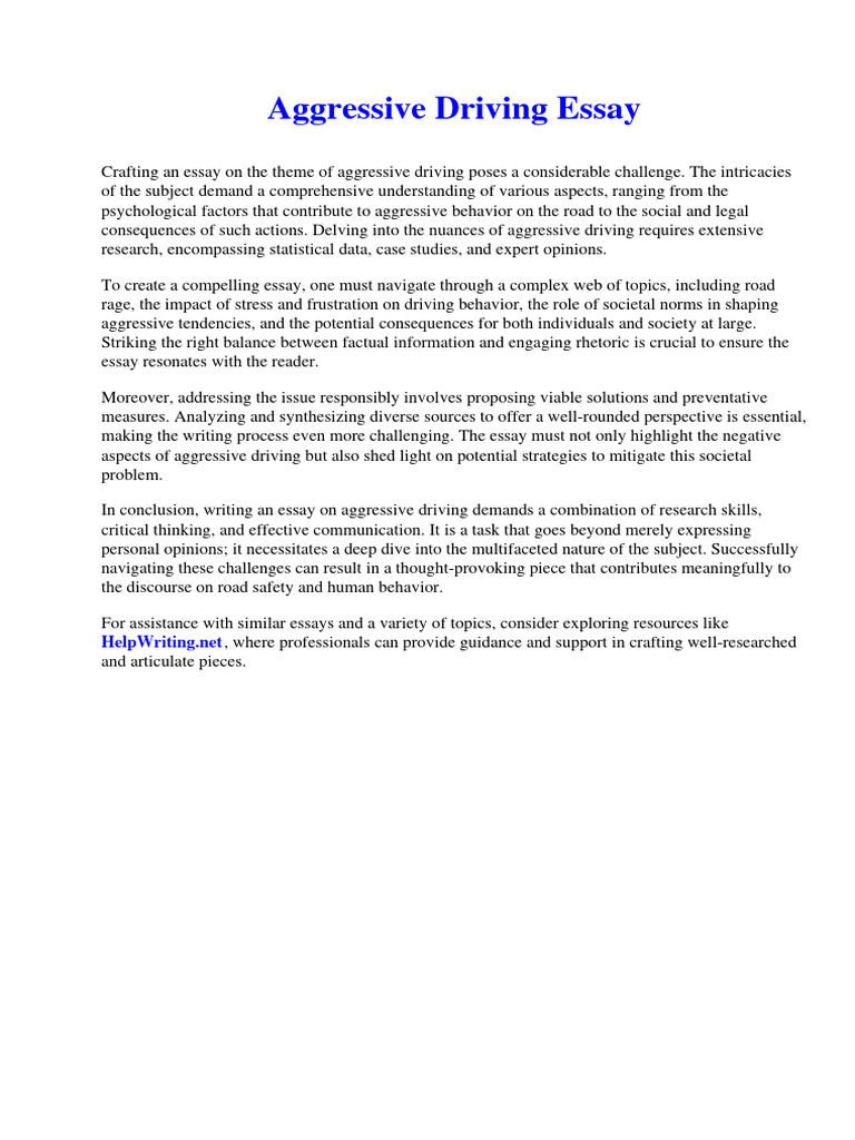 Aggressive Driving Essay | PDF | Epilepsy | Mental Disorder