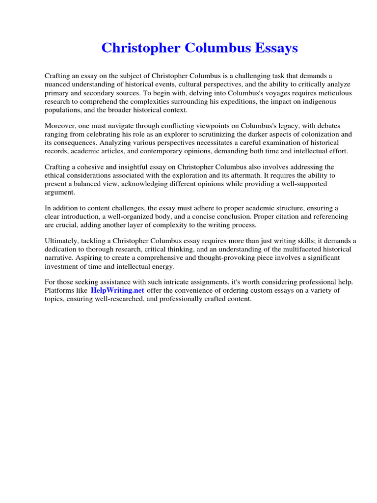 Columbus Essay Writing Guide | PDF | Ancient Greece | Greeks