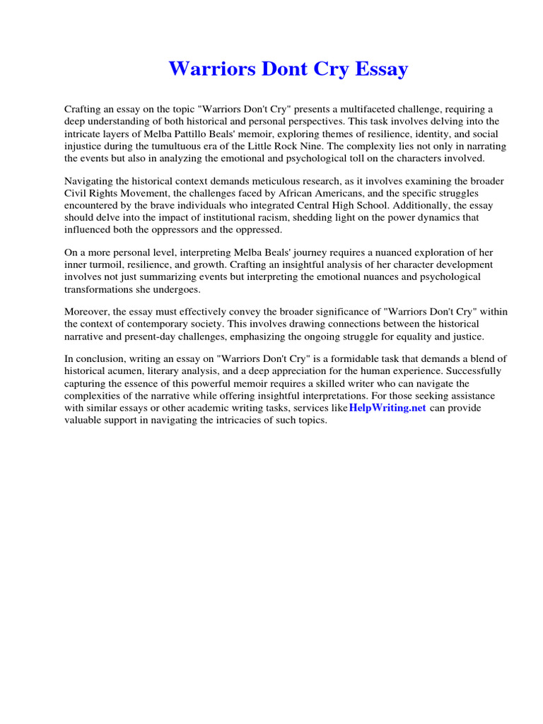 Warriors Dont Cry Essay | PDF | Search Engine Optimization