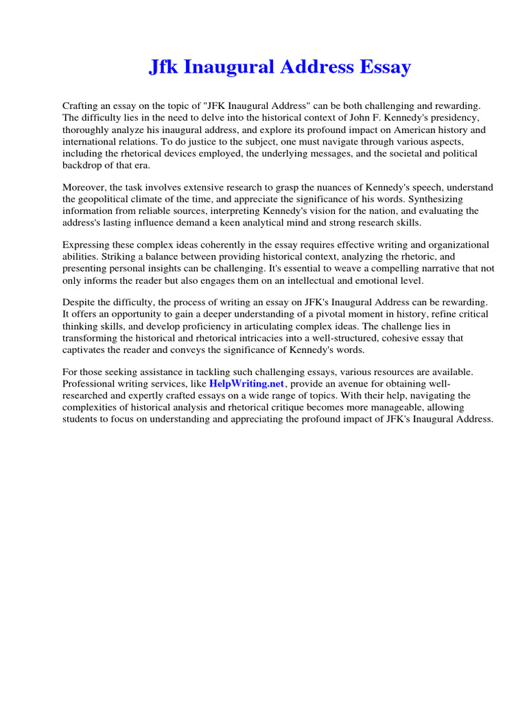 JFK Inaugural Address Essay | PDF | News | Regulatory Compliance