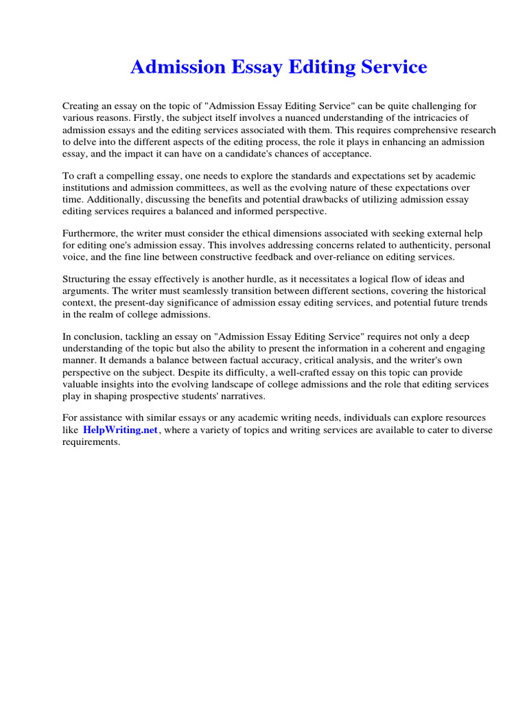 Admission Essay Editing Service | PDF | Essays | Odyssey