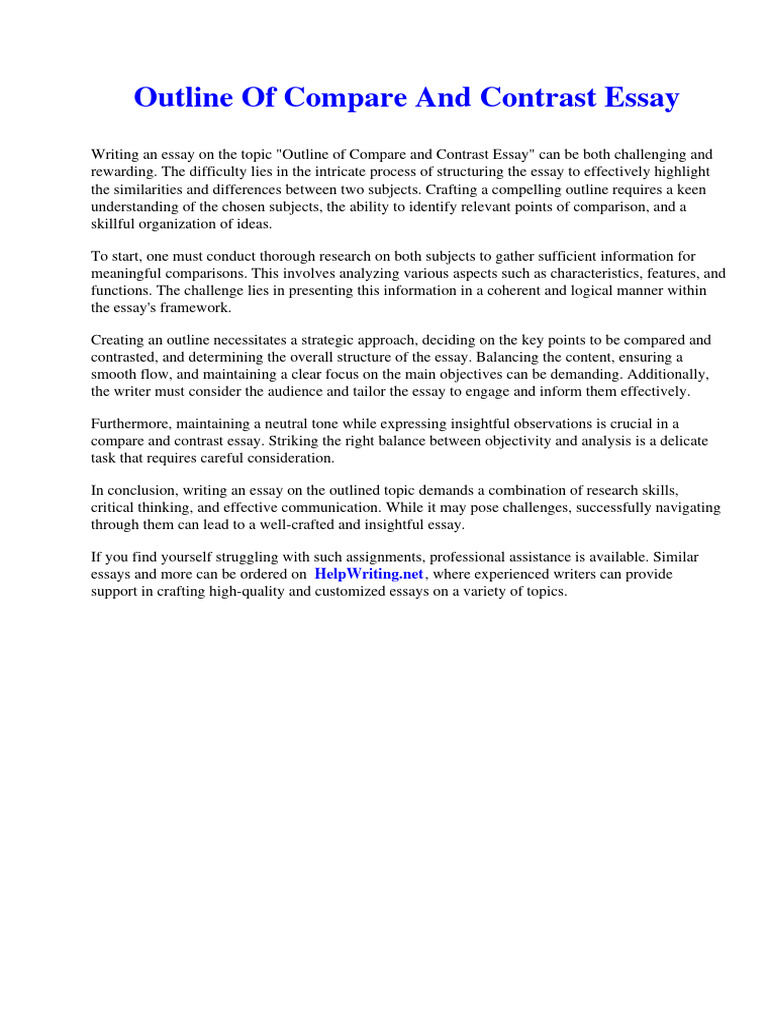 Outline of Compare and Contrast Essay | PDF | Raphael | Essays