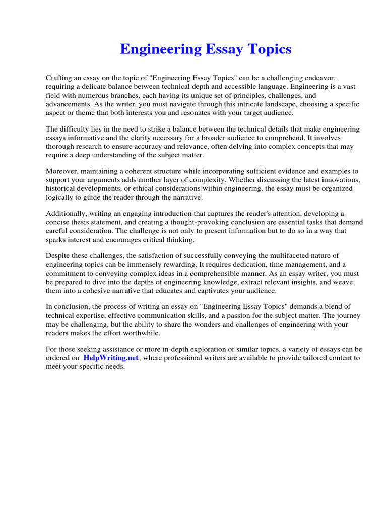 Engineering Essay Topics | PDF