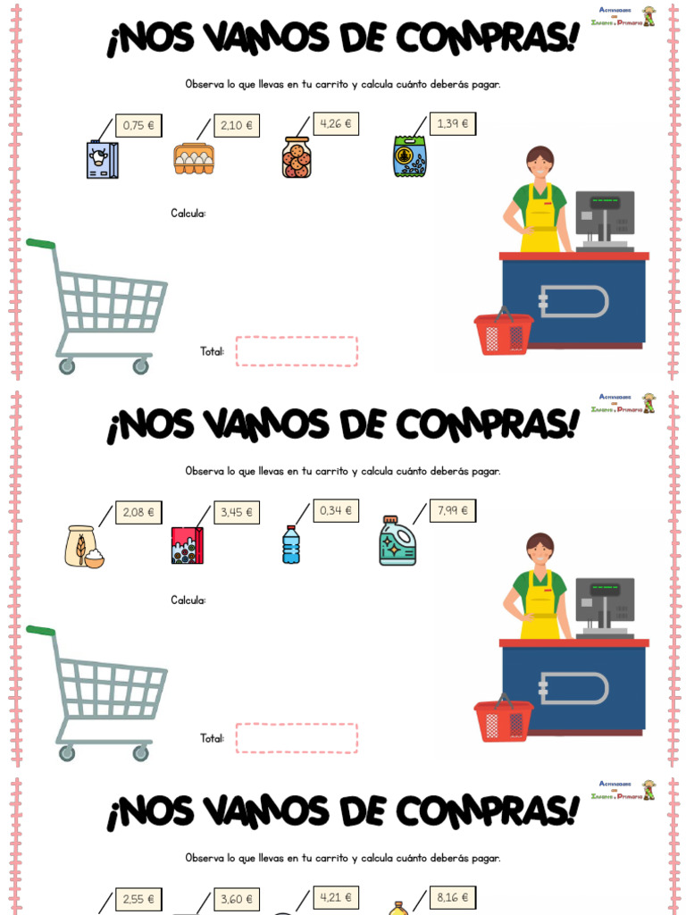 Sumas Decimales Nos Vamo de Compras | PDF