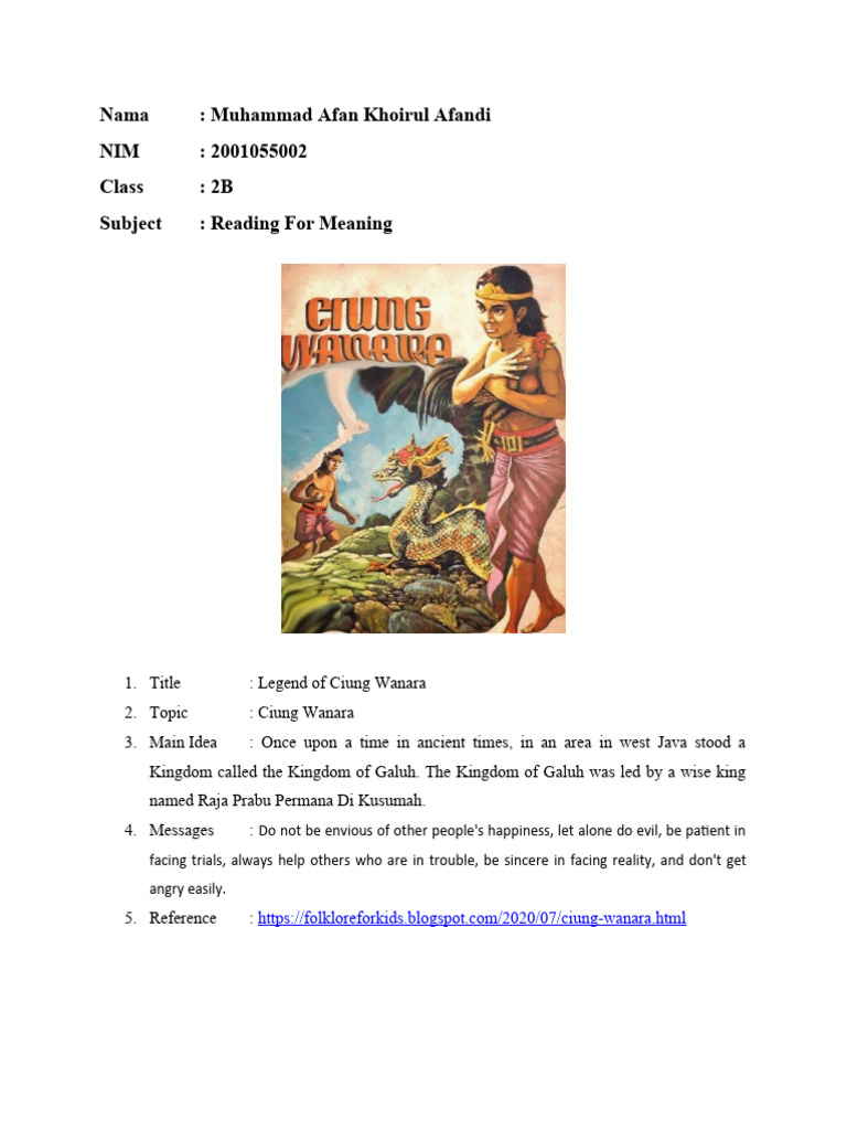 Folktale - Muhammad Afan Khoirul Afandi - RFM | PDF | General Fiction