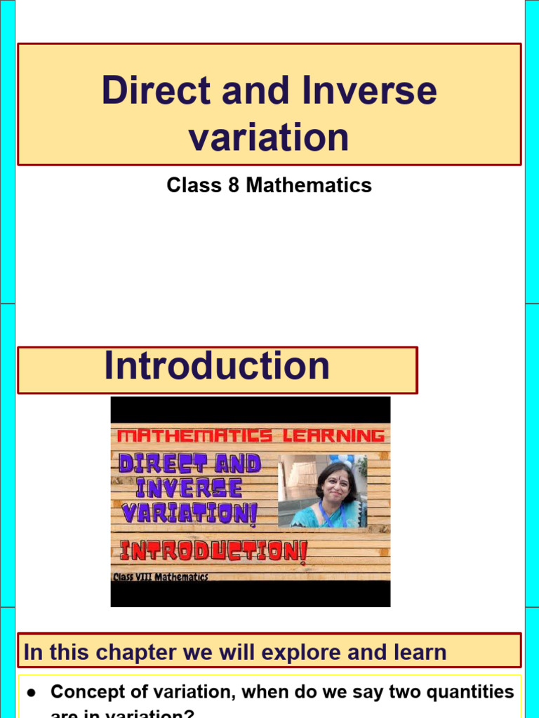 Direct and Inverse Variation | PDF | Speed | Distance