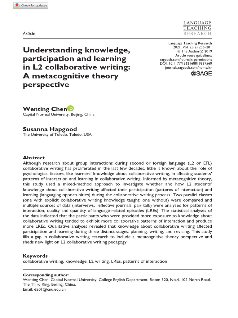 Chen Hapgood 2019 Understanding Knowledge Participation and Learning in l2 Collaborative Writing ...