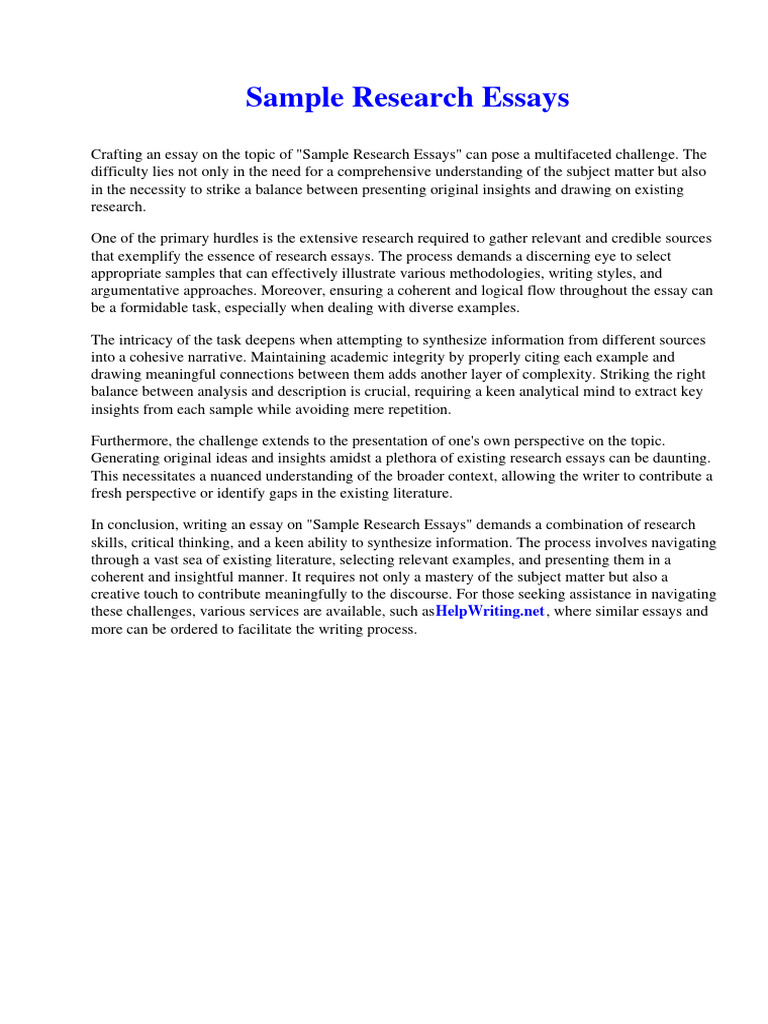 Sample Research Essays | PDF | Essays