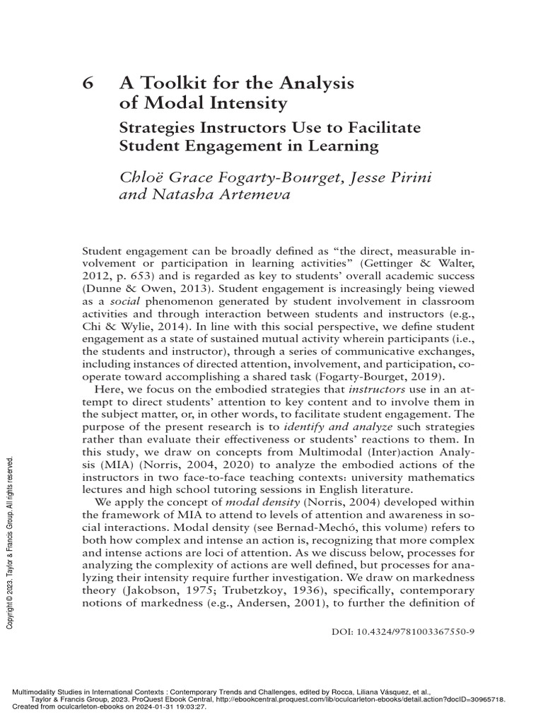 Multimodality Studies in International Contexts Co... - (6 A Toolkit For The Analysis of Modal ...