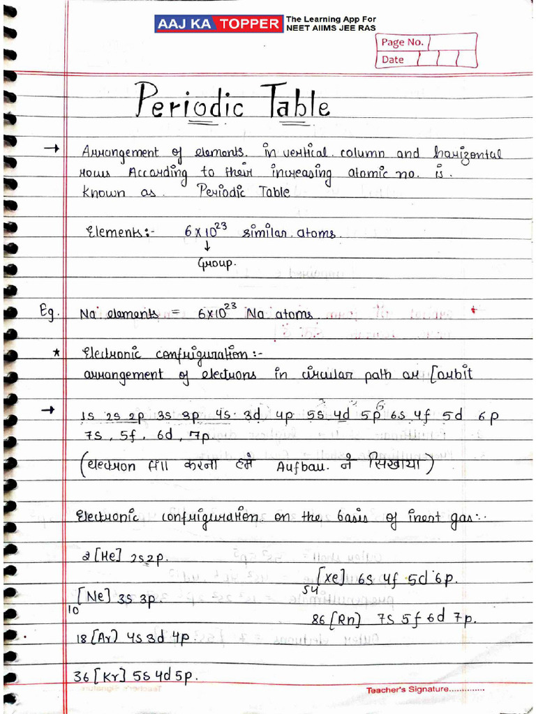 Periodic Table Notes English Part-1 | PDF